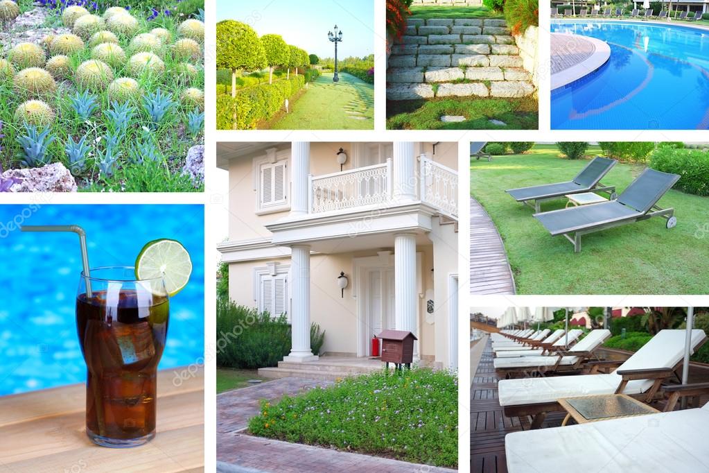 Collage con diferentes fotos de hotel turístico de lujo 2024