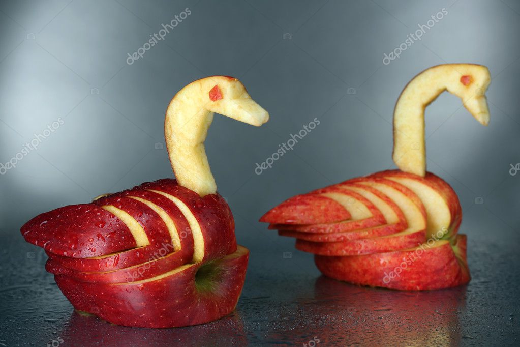 Fruit Carving Apple Swan