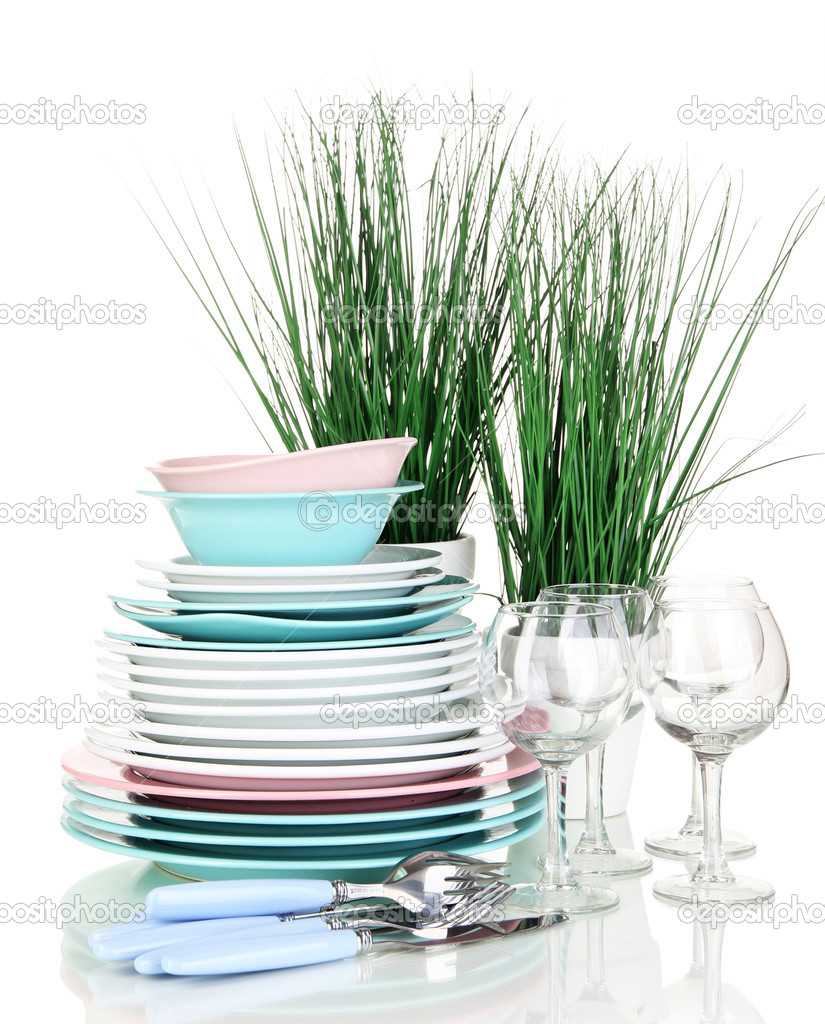 Clean dishes isolated on white Stock Photo by ©belchonock 40393217
