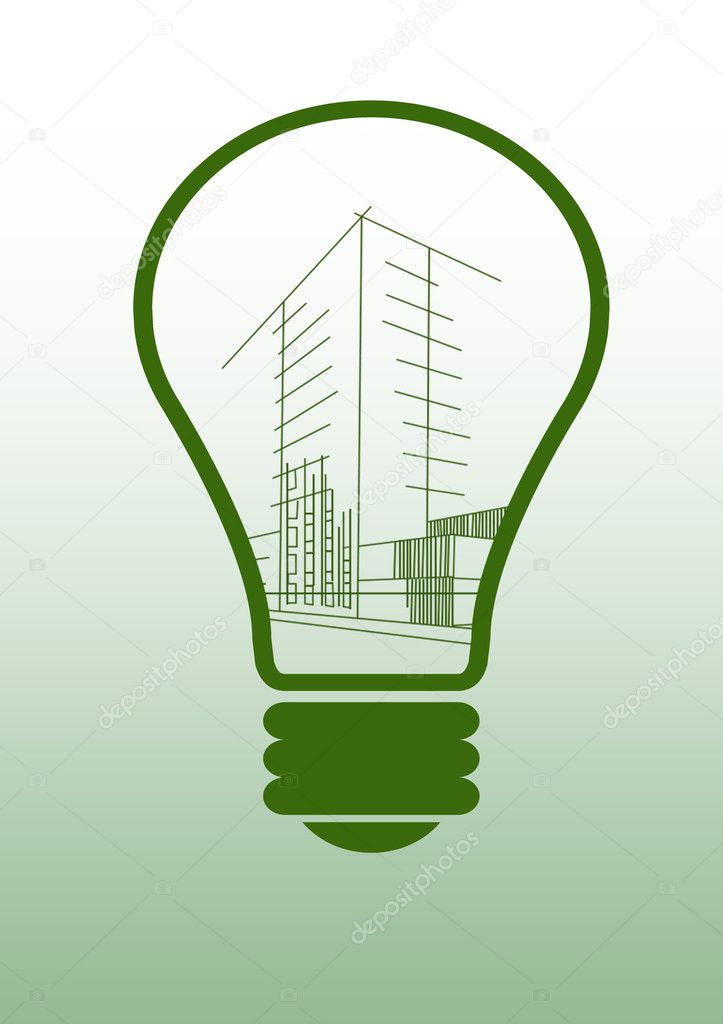 Light bulb with house sketch project — Stock Photo © belchonock #40638619