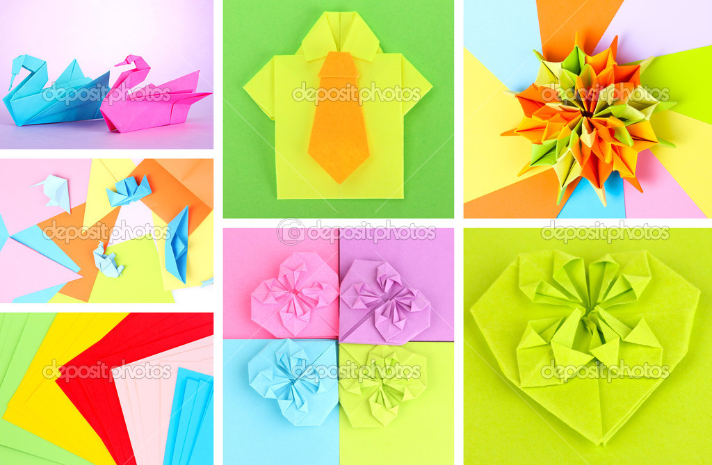 Collage of different origami papers close-up — Stock Photo © belchonock ...