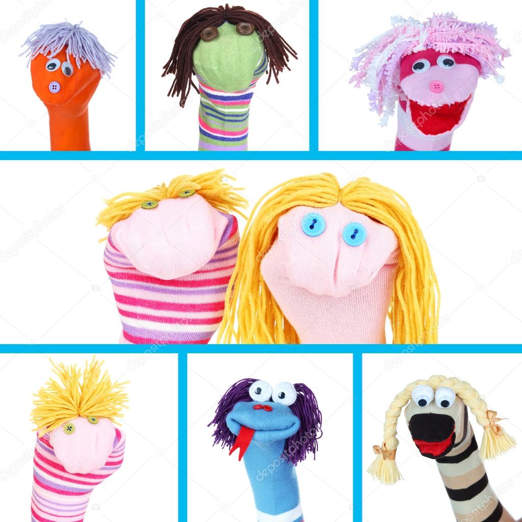Collage of different funny sock puppets Stock Photo by ©belchonock 41511191