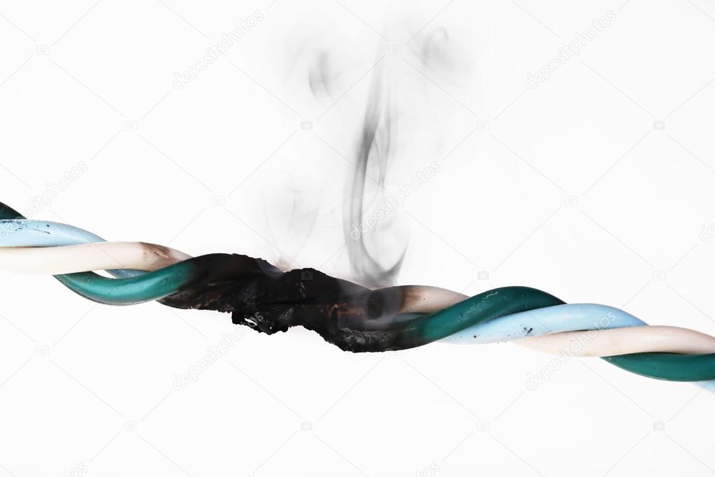 Short circuit, burnt cable, isolated on white ⬇ Stock Photo, Image by ...