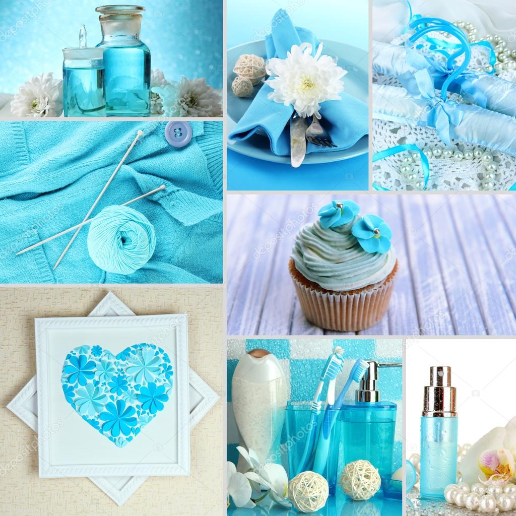 Collage de fotos en colores azules — Fotos de Stock #42474139