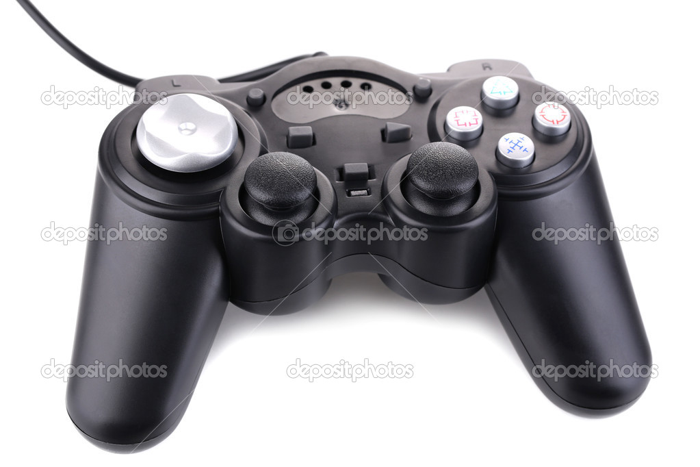 Black game controller isolated on white — Stock Photo © belchonock ...