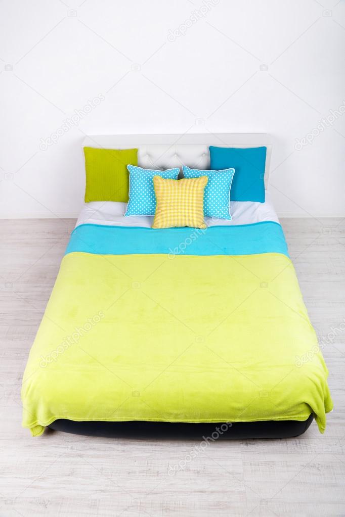 Bed in room top view close-up Stock Photo by ©belchonock 43446407