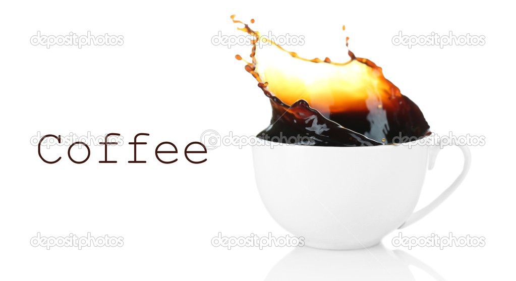 Cup of coffee with splash, isolated on white Stock Photo by ©belchonock ...