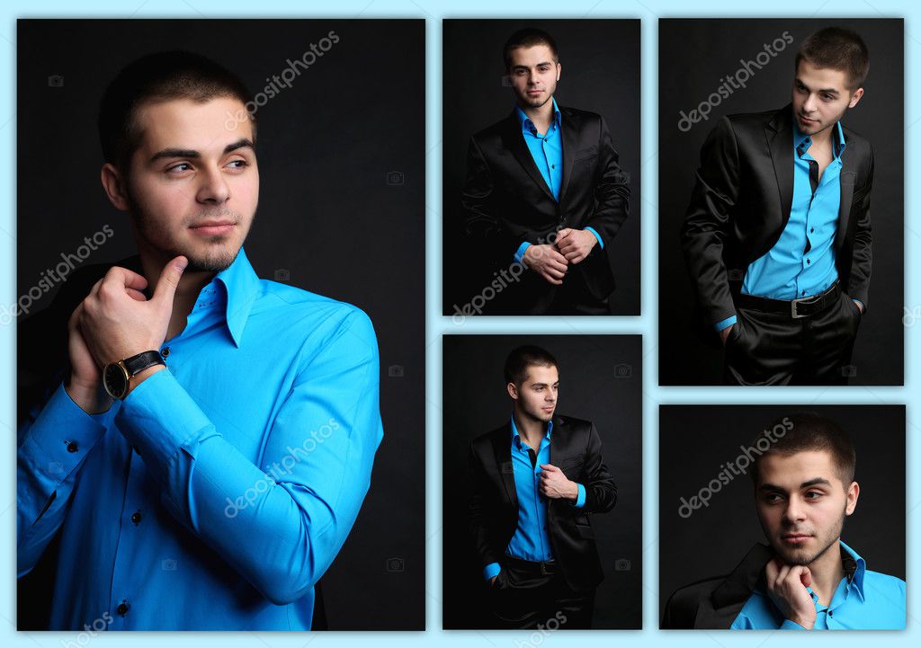 Snapshot of model. Handsome man on black background — Stock Photo ...