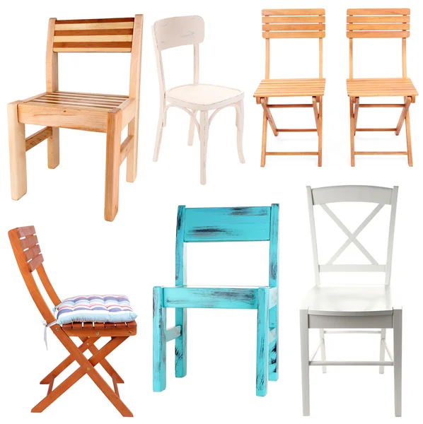 Collage of different chairs isolated on white Stock Photo by ...