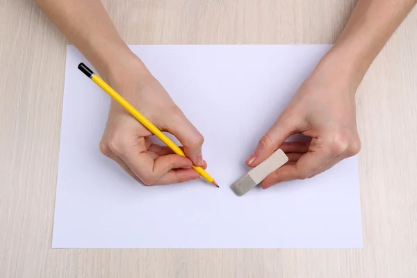 Human hands with pencil - Stock Image - Everypixel