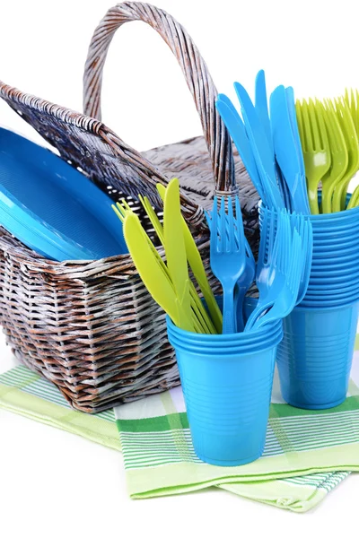 Bright plastic tableware Stock Photo by ©belchonock 46309889