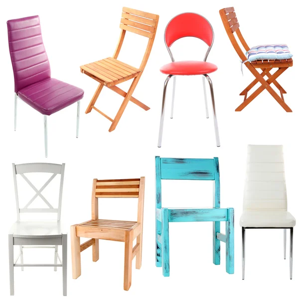 Collage of different chairs isolated on white Stock Photo by ...