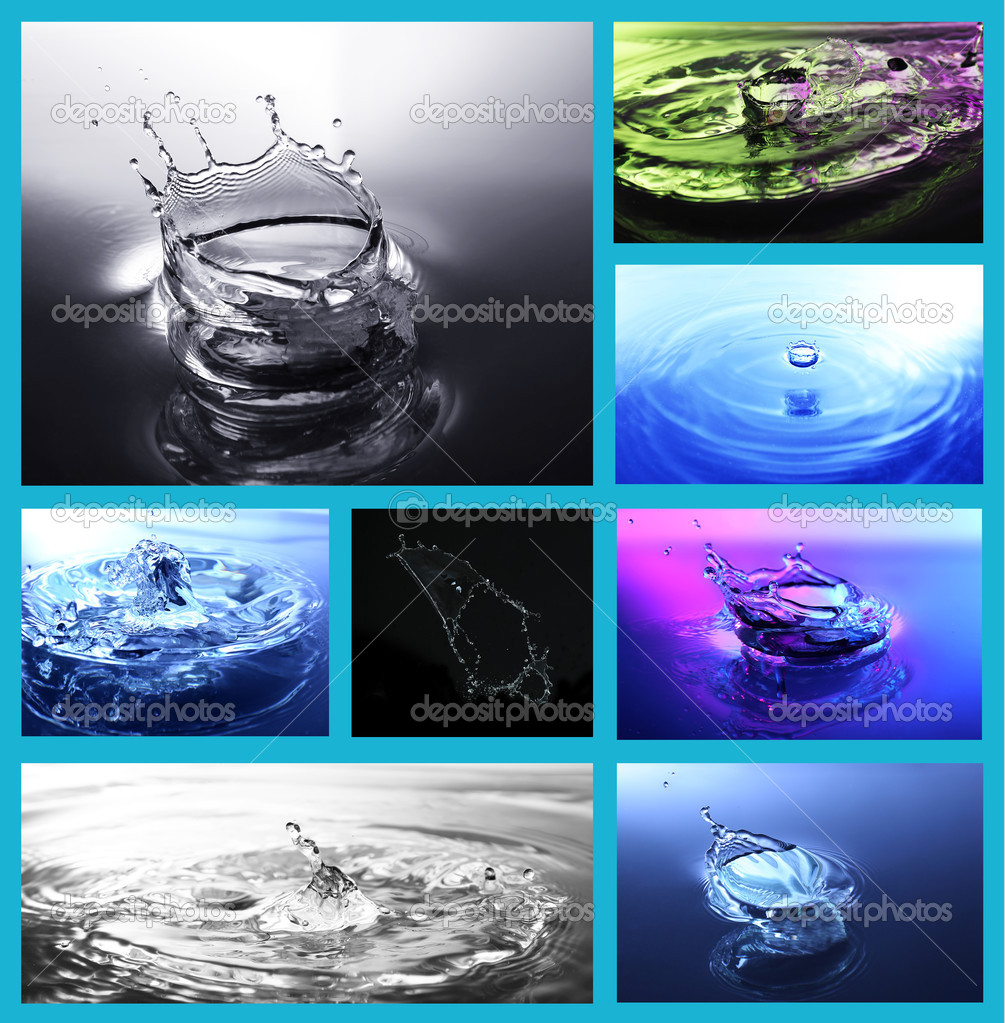 Collage of water drops close-up — Stock Photo © belchonock #47662833