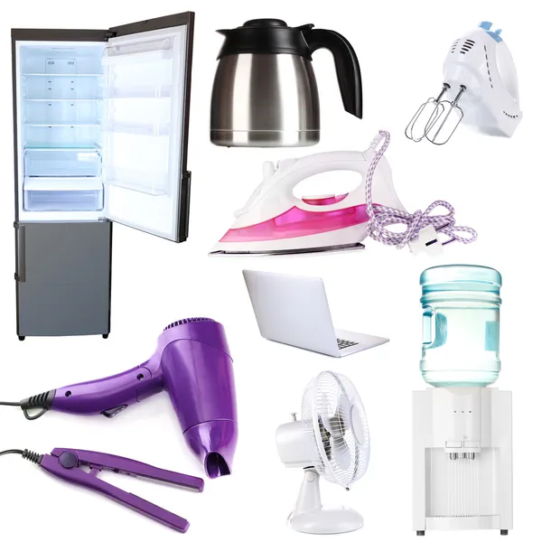 Set of household appliances isolated on white Stock Photo by ...