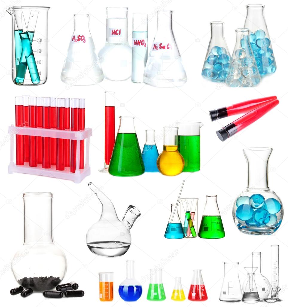 Collage of different laboratory glassware — Stock Photo © belchonock ...