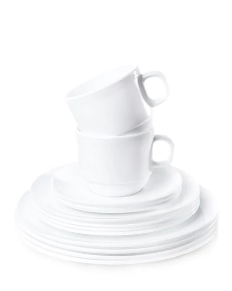 Stack of clean white dishes — Stock Photo © manera #8637498