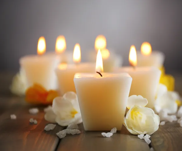 Beautiful candles with flowers - Stock Image - Everypixel