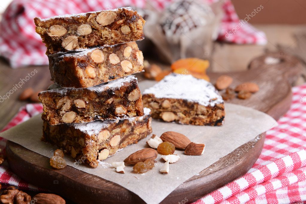 Delicious cake panforte on table close-up Stock Photo by ©belchonock ...