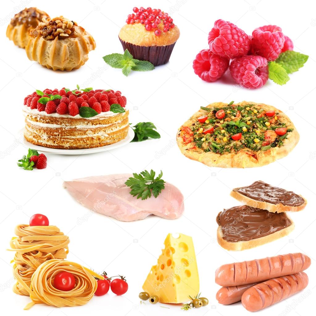 Food collage isolated on white Royalty Free Photo, Stock Image by ...