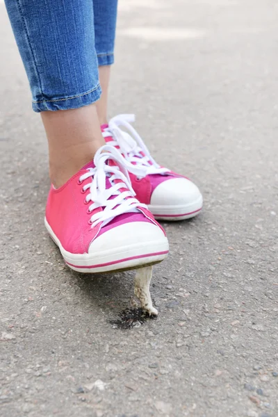 Foot stuck into chewing gum Stock Photo by ©belchonock 49964663