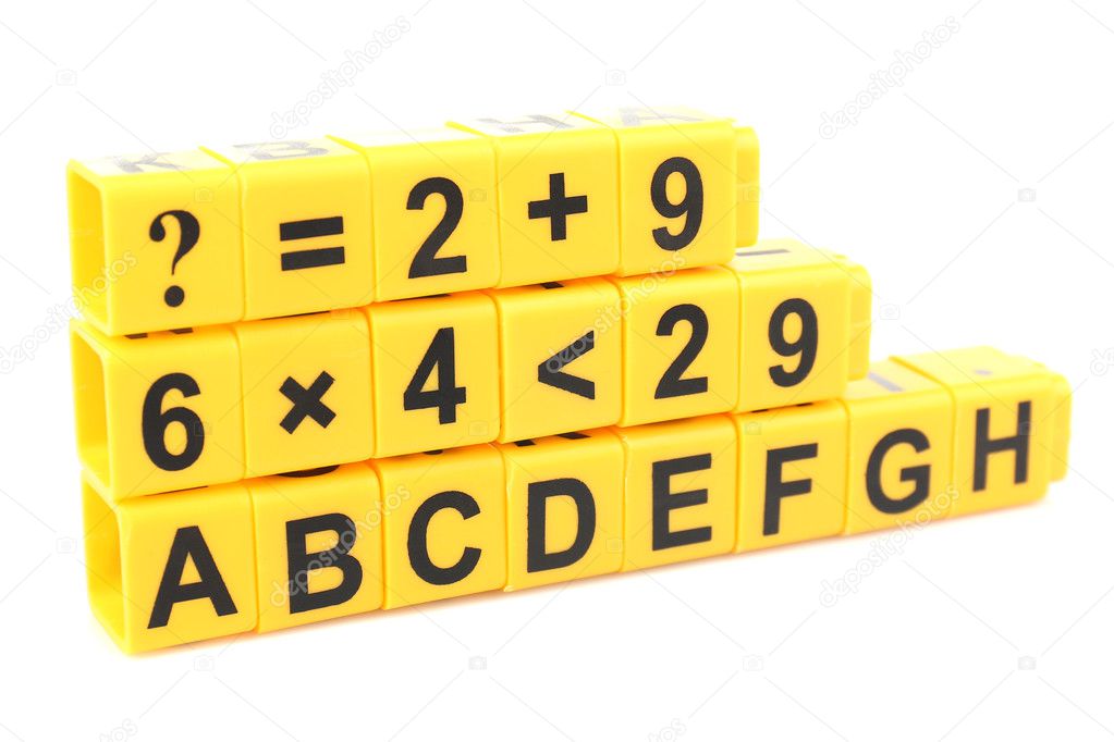 Educational cubes with numbers and letters — Stock Photo © belchonock ...