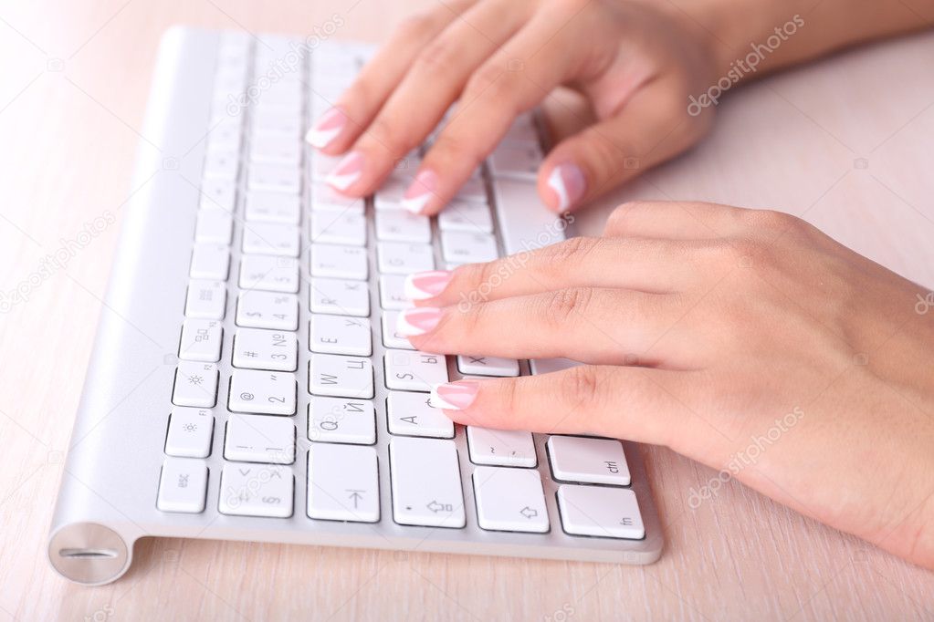 Female hands typing — Stock Photo © belchonock #51274403