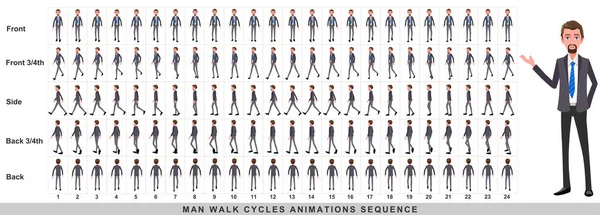 Walking Animation Businessman Character Walk Cycle Animation Sequence Frame Frame Stock ...