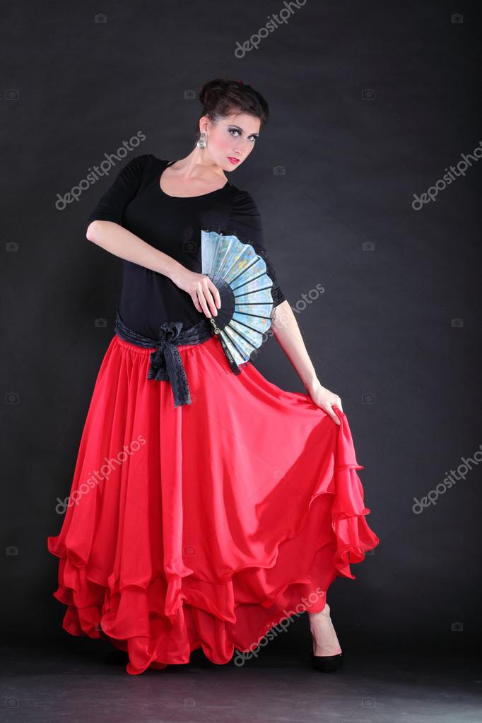 Attractive spanish young woman dancing flamenco — Stock Photo ...