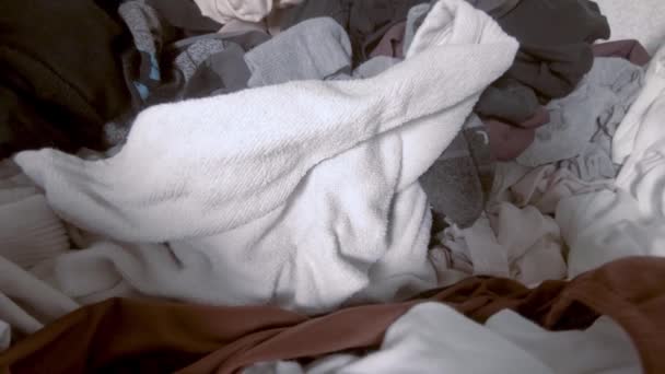 Laundry piling up in the bathroom - Slider shot — Stock Video ...