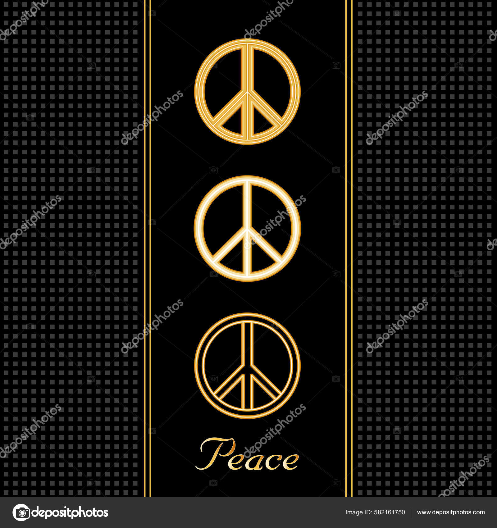 Peace Symbols International Emblems Three Gold Styles Embossed Engraved ...