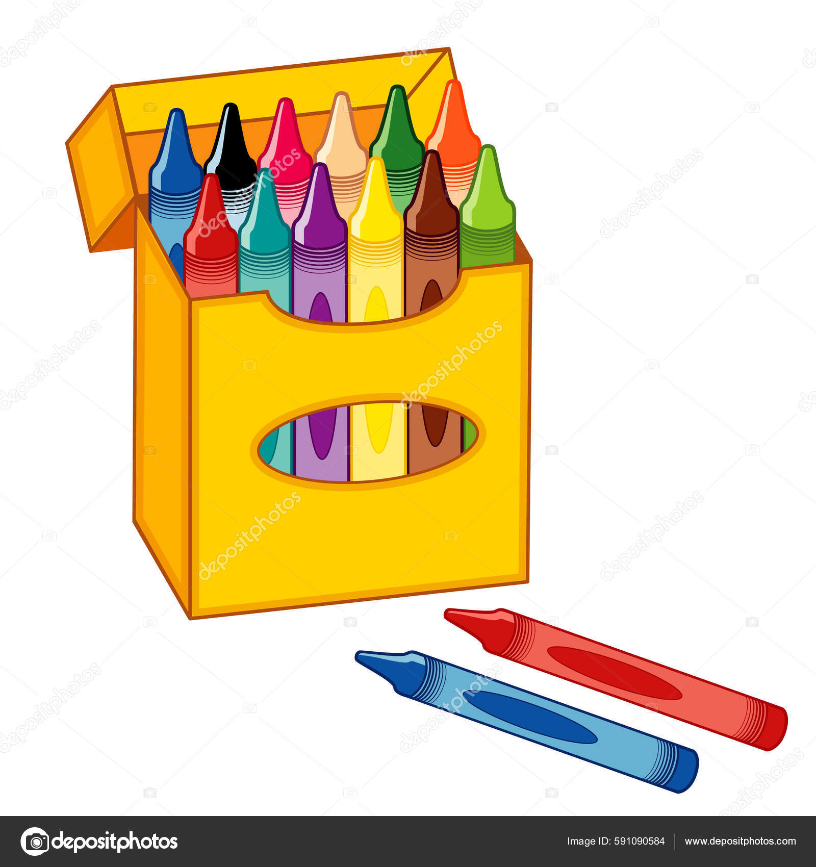 Crayons Box Rainbow Colors Big Box Crayons Art Supplies Twelve Stock ...