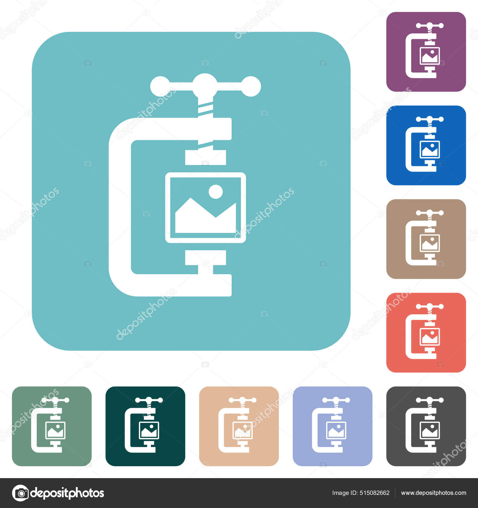 Image Compression Solid White Flat Icons Color Rounded Square ...