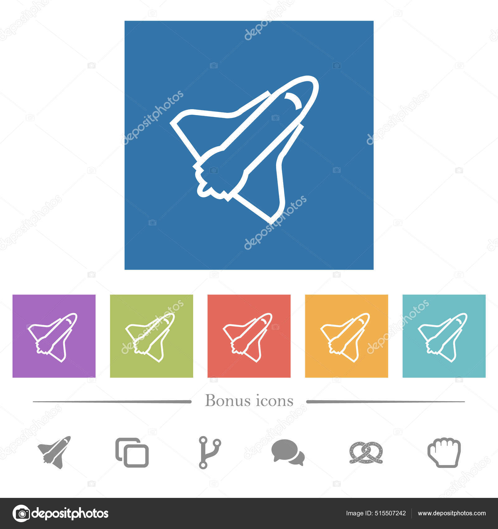 Space Shuttle Outline Flat White Icons Square Backgrounds Bonus Icons ...