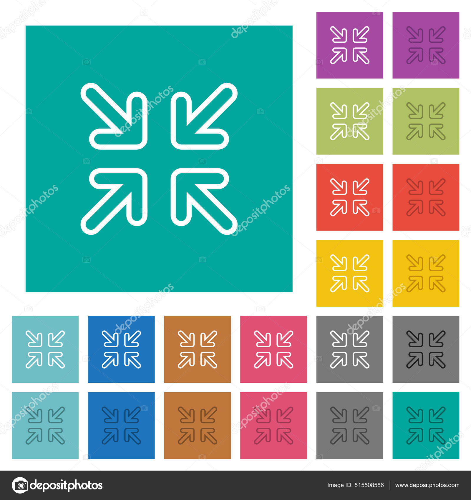 Minimize Arrows Outline Multi Colored Flat Icons Plain Square ...