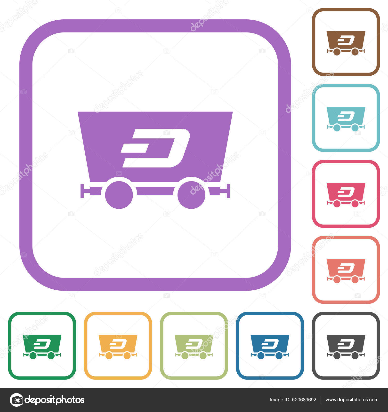 Dash Criptocurrency Mining Simple Icons Color Rounded Square Frames ...