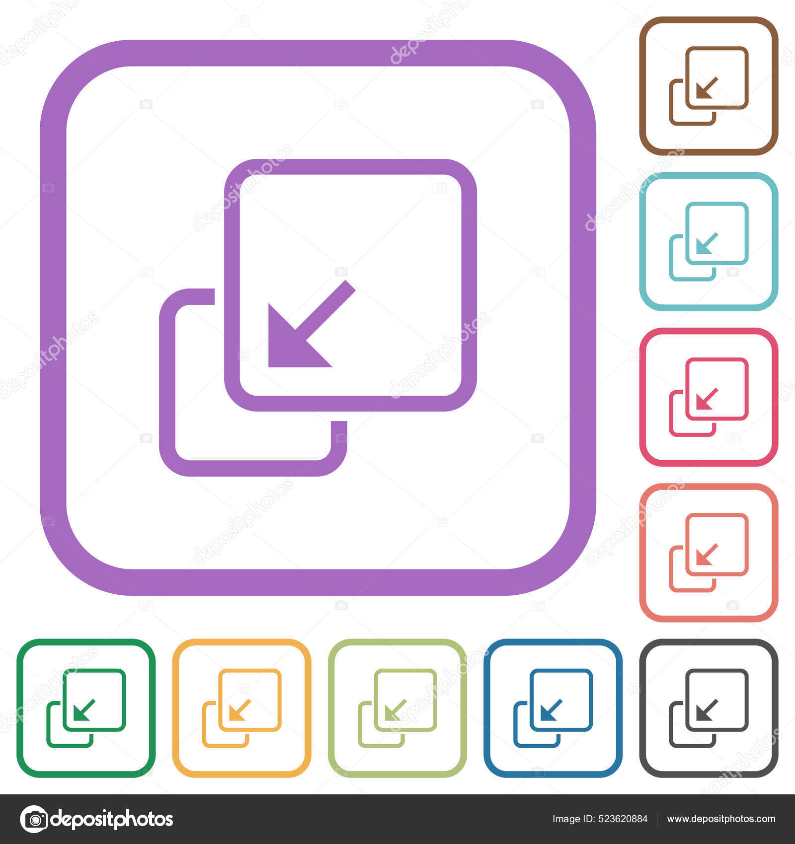 Collapse Element Outline Simple Icons Color Rounded Square Frames White Stock Vector Image by ...