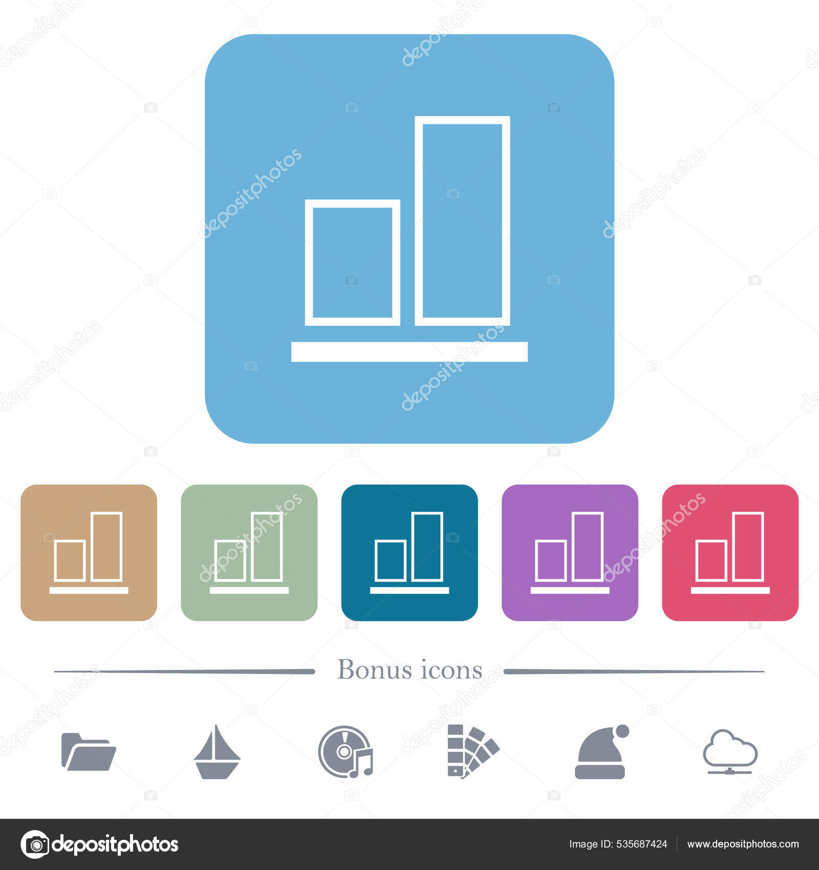 Align Bottom Outline White Flat Icons Color Rounded Square Backgrounds ...