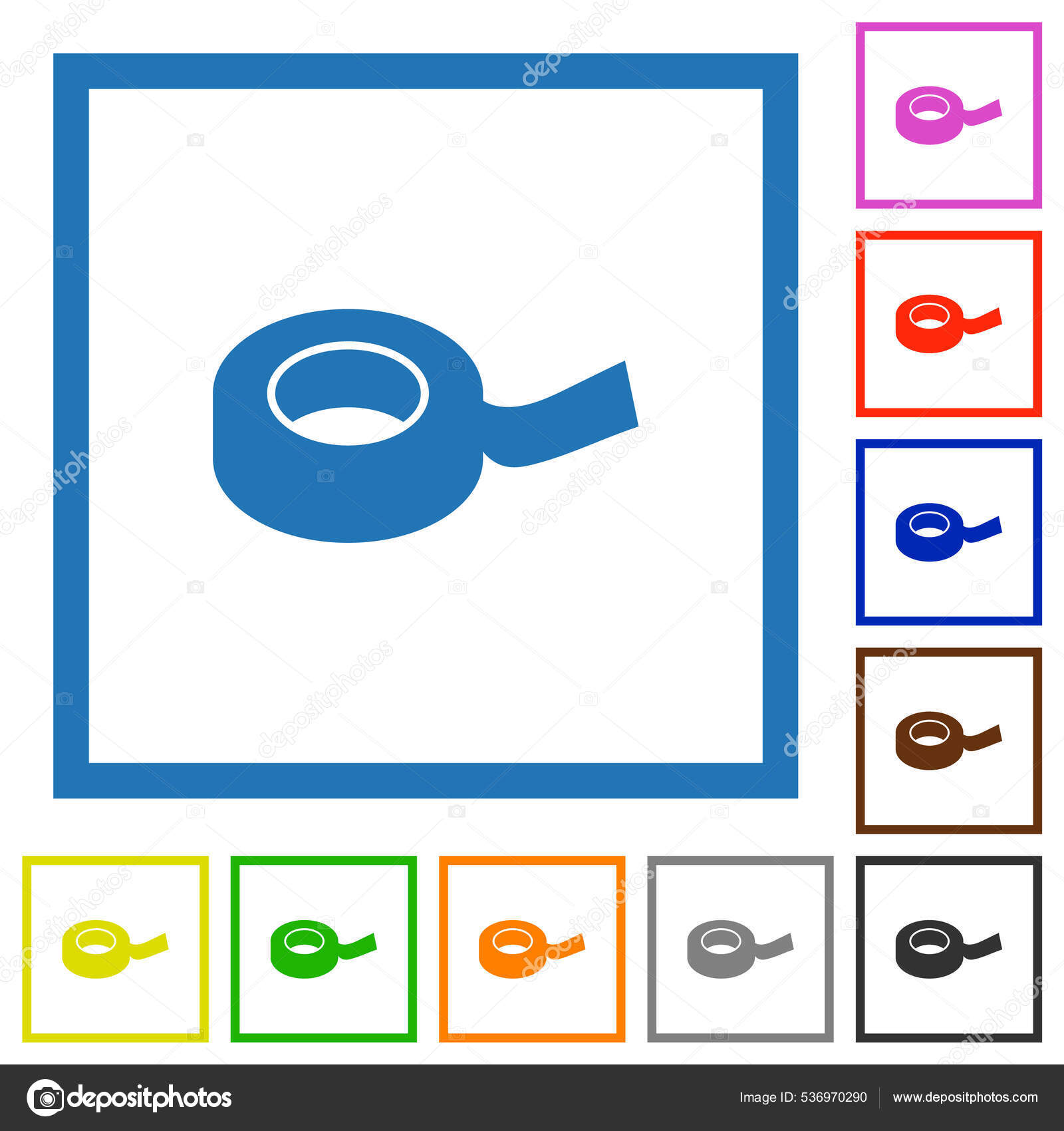 Insulating Tape Flat Color Icons Square Frames White Background Stock ...