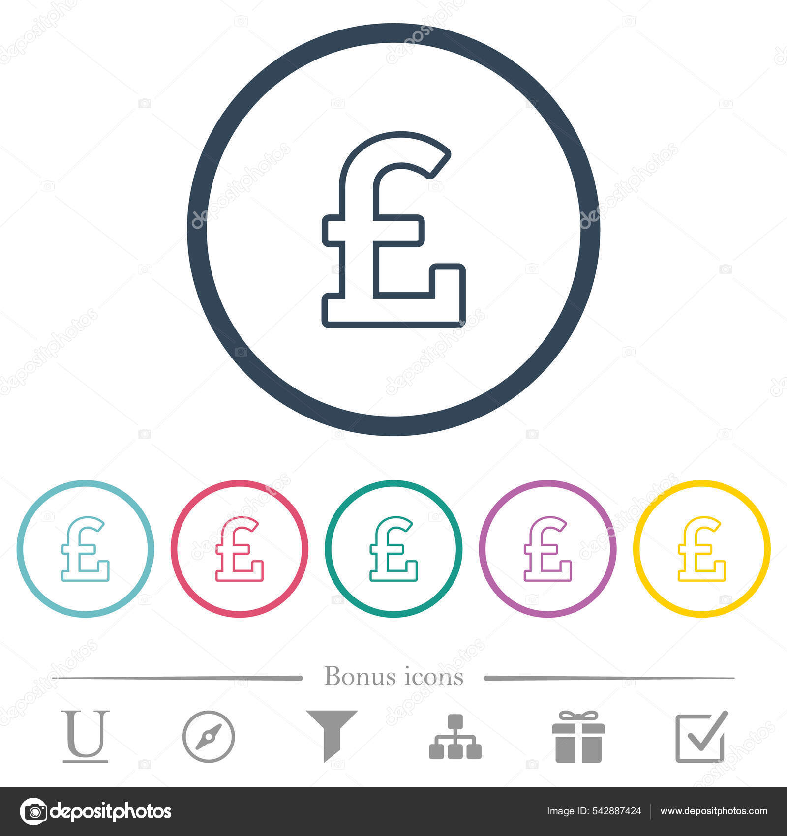 Pound Sign Outline Flat Color Icons Outlines Bonus Icons Included Stock ...