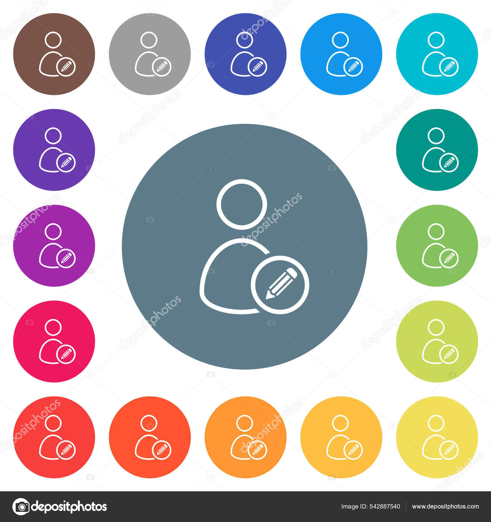Edit User Account Outline Flat White Icons Color Backgrounds Background ...