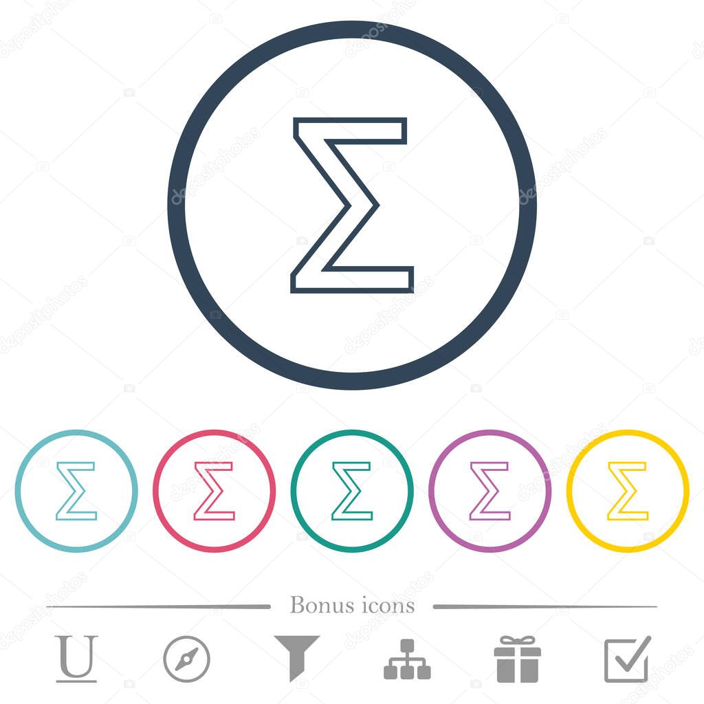 Suma símbolos de contorno de iconos de color plano en contornos ...