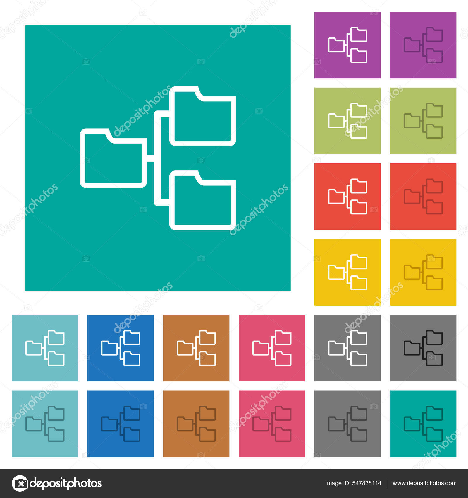 Shared Folders Outline Multi Colored Flat Icons Plain Square ...