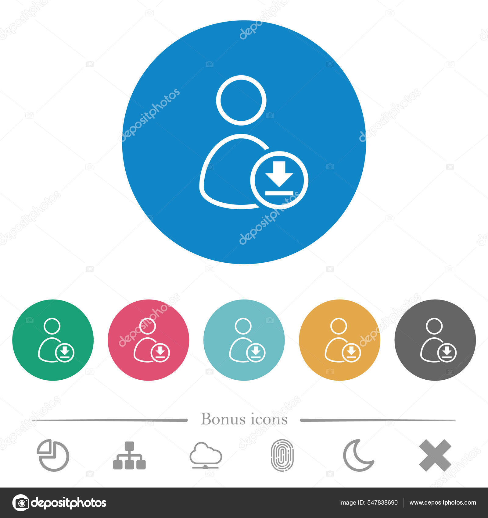 Download User Account Outline Flat White Icons Color Backgrounds Bonus ...