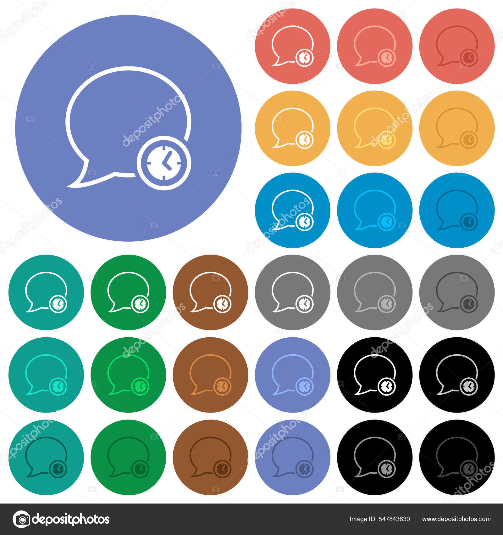Message Time Outline Multi Colored Flat Icons Backgrounds Included ...
