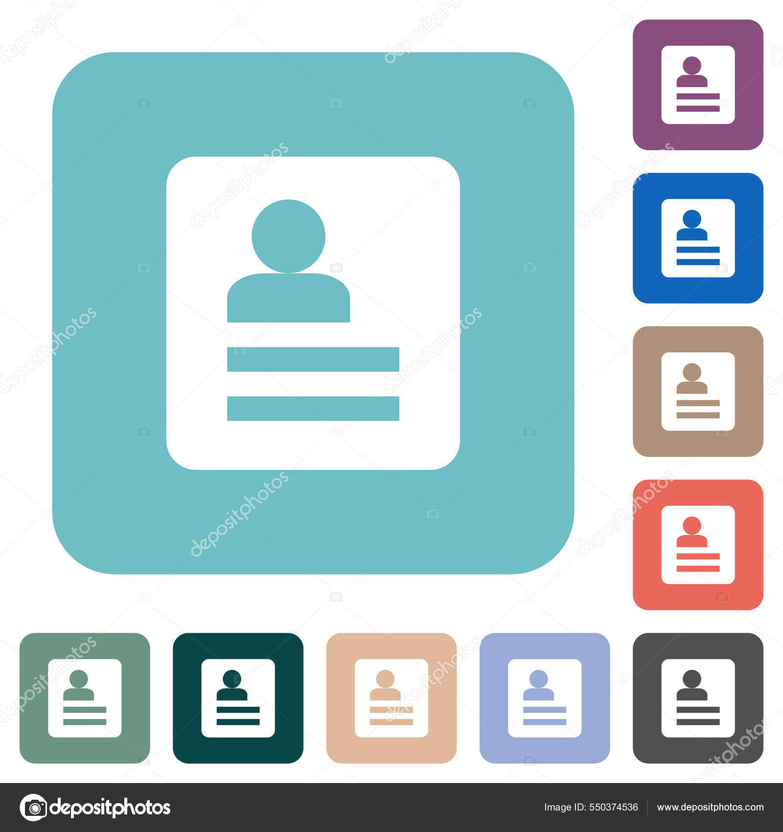 User Profile Solid White Flat Icons Color Rounded Square Backgrounds ...