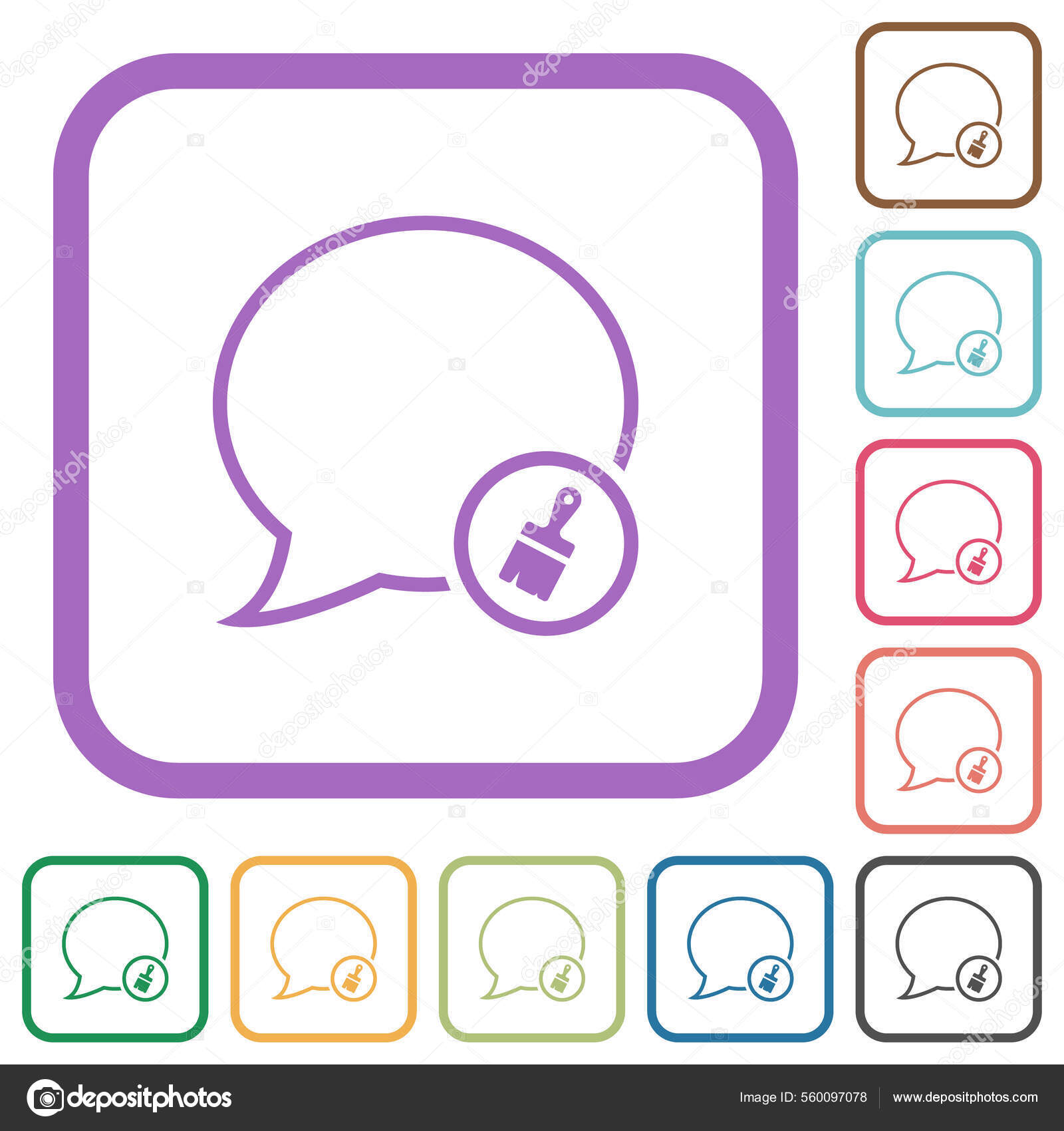 Message Paste Outline Simple Icons Color Rounded Square Frames White ...