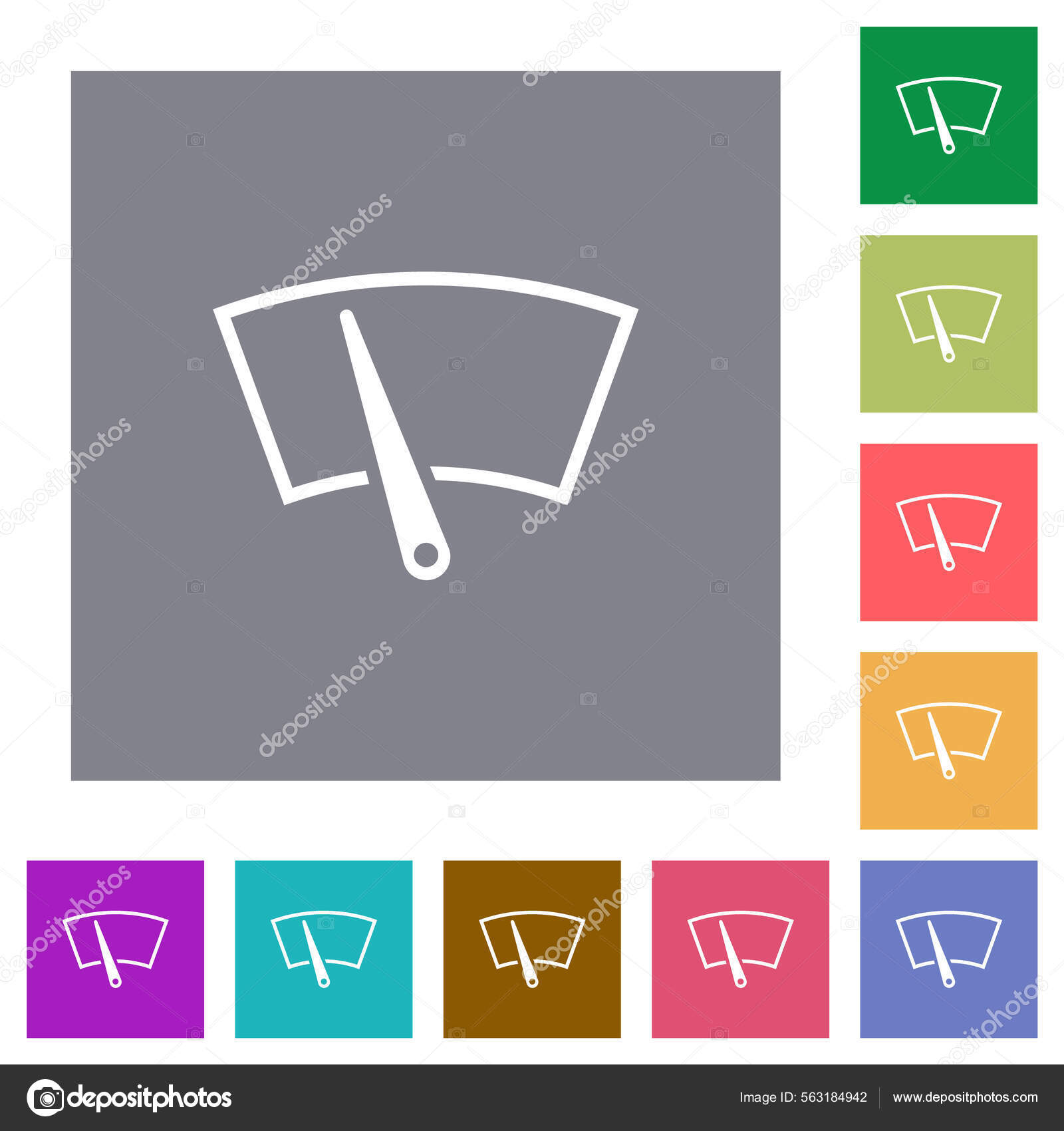 Windshield Wiper Flat Icons Simple Color Square Backgrounds Stock Vector by ©renegadehomie 563184942