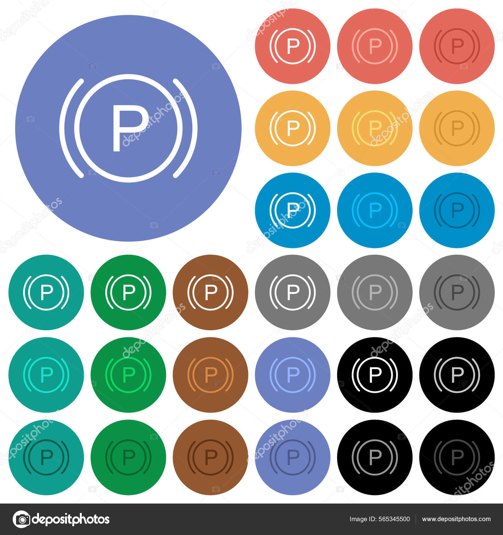 Car Dashboard Brake Warning Indicator Multi Colored Flat Icons ...