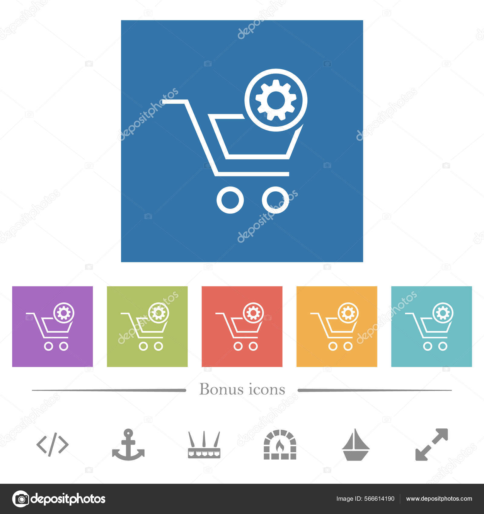 Cart Settings Outline Flat White Icons Square Backgrounds Bonus Icons ...