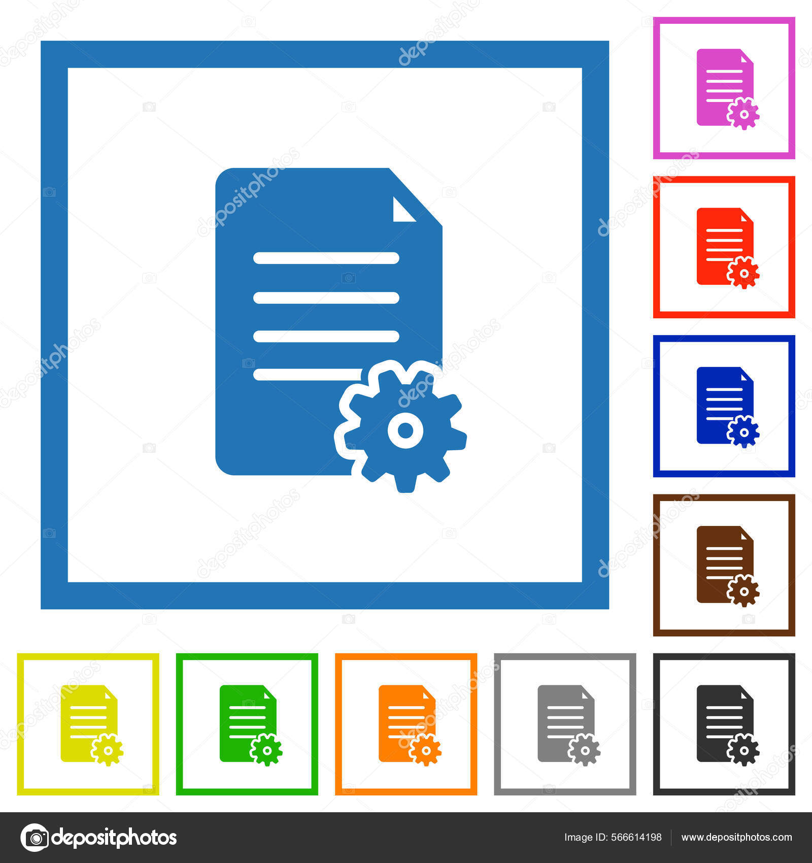 Document Setup Solid Flat Color Icons Square Frames White Background Stock Vector by ...